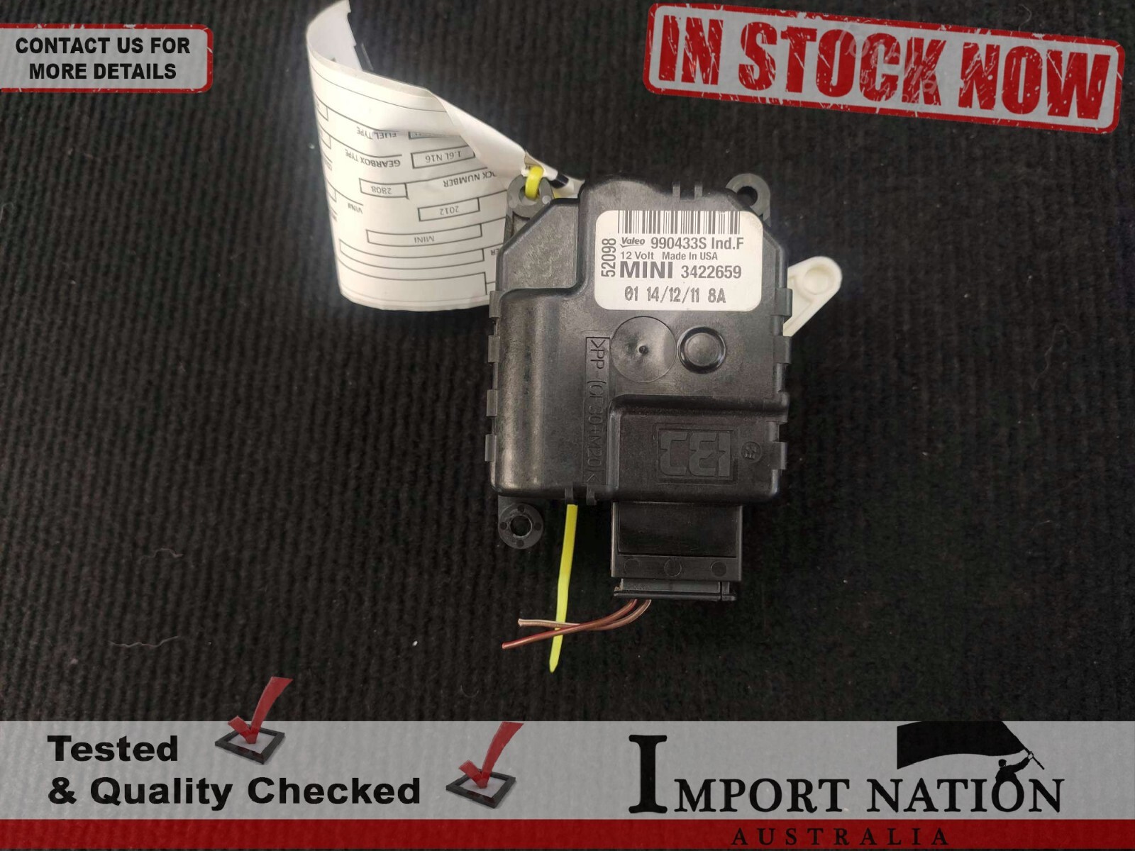 MINI COOPER R56 07-13 HVAC AIR BLEND DOOR ACTUATOR 3422659 990433S ...