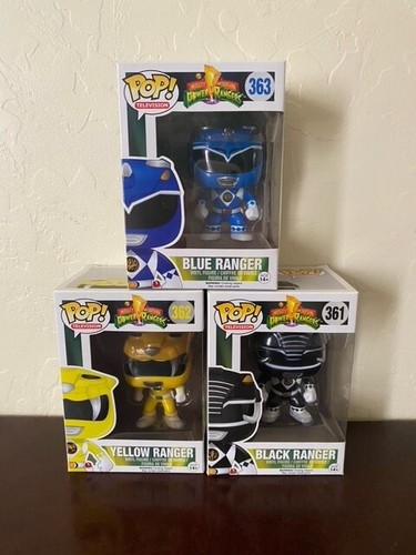 Funko Pop #361 #362 #363 Blue, Yellow, and Black Ranger from Power ...
