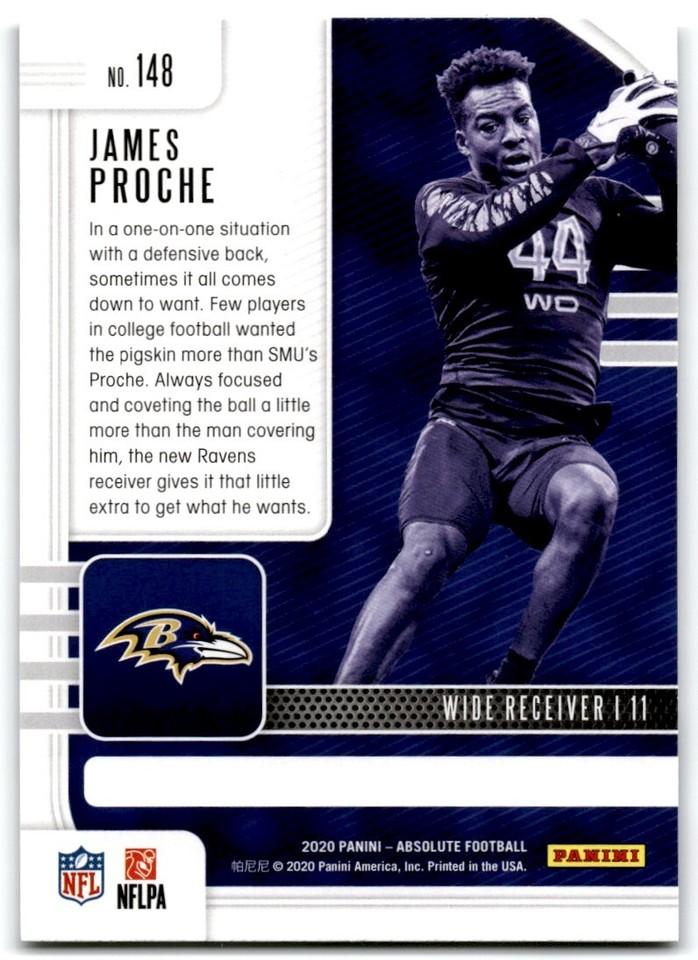 2020 Panini Absolute James Proche Rookie Baltimore Ravens #148 | eBay