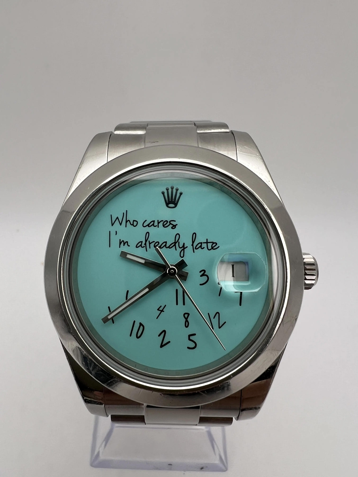 Rolex Datejust 41mm 116300 Custom Turquoise Who Cares I'm Already Late ...