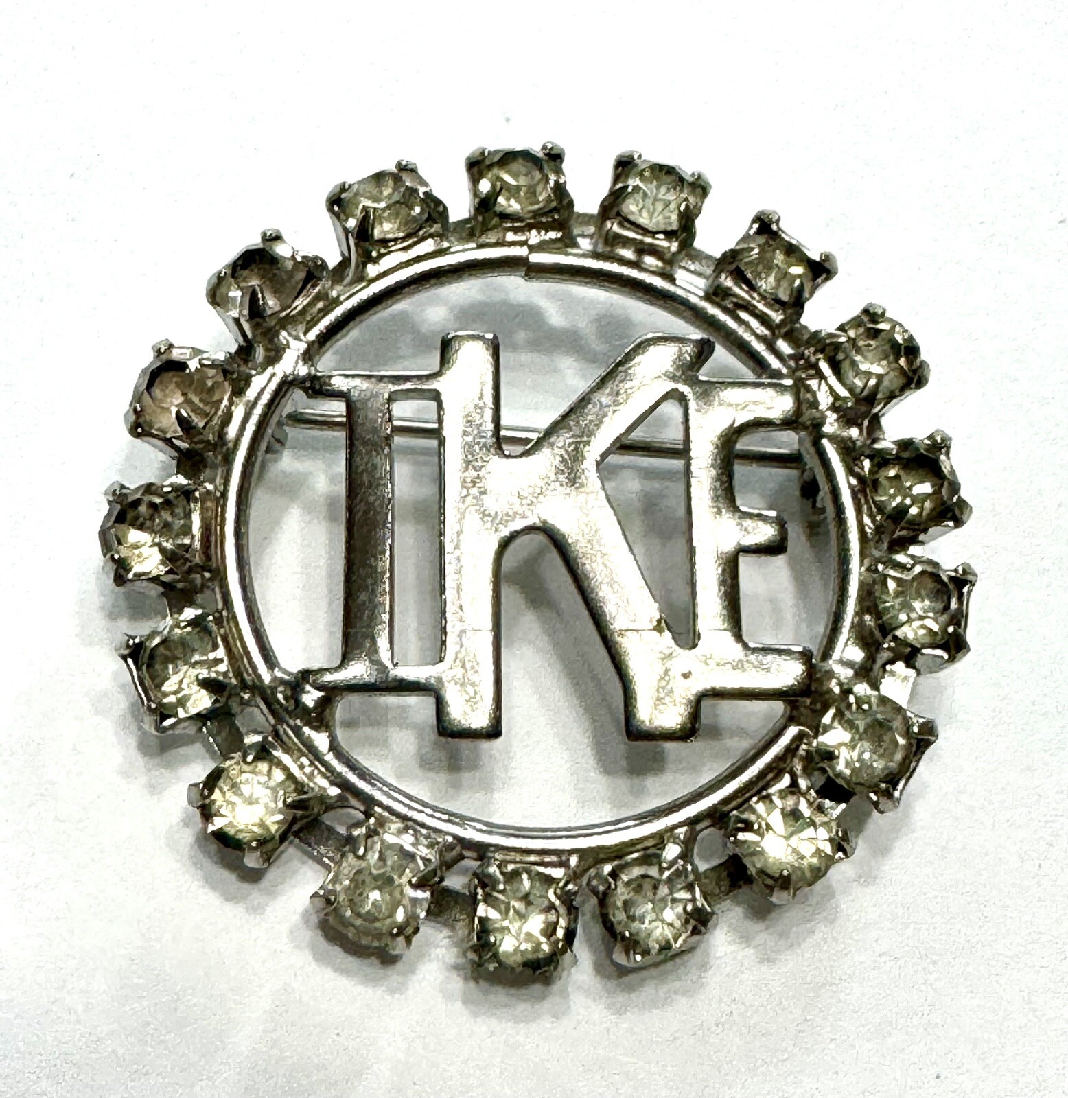 Mid Century IKE Eisenhower Cabochon Clear Rhinestone Campaign Pin ...