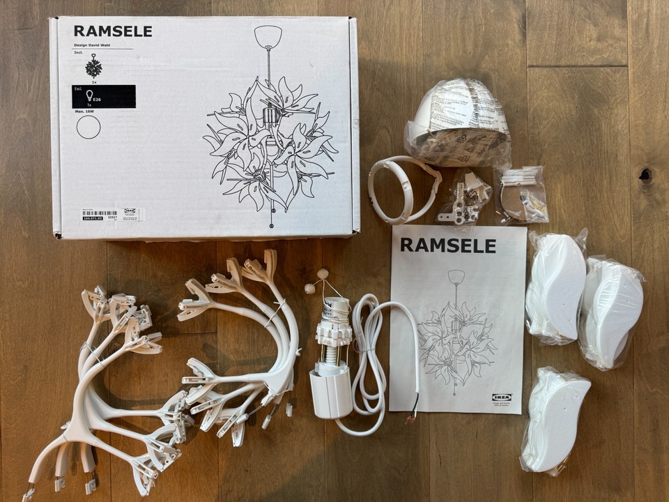 Ikea Ramsele Flower White Plastic Hanging Pendant Ceiling Light NEW ...