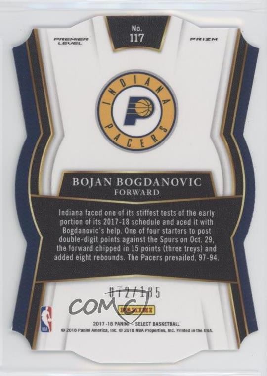 2017 Select Premier Level Light Blue Die-Cut Prizm 72/185 Bojan ...