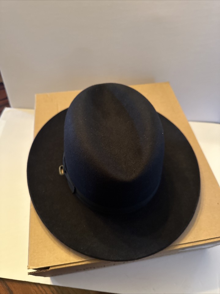 NEW Stratton Sheriff Style FELT Hat 42 Double Brim Oval BLACK *Multiple ...