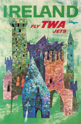 Ireland Fly TWA vintage air travel promotion poster 12x18 | eBay