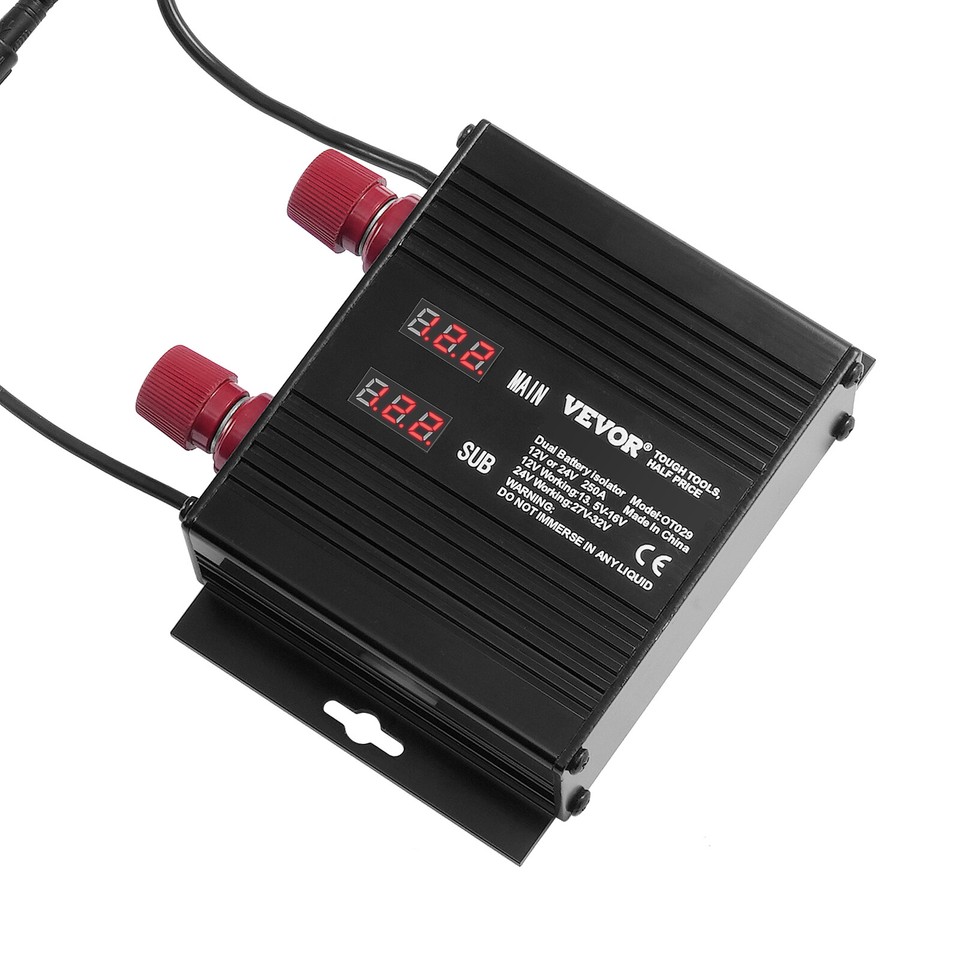VEVOR Dual Battery Smart Isolator 12V/24V 250 Amp Voltage Sensitive Realy LCD | eBay