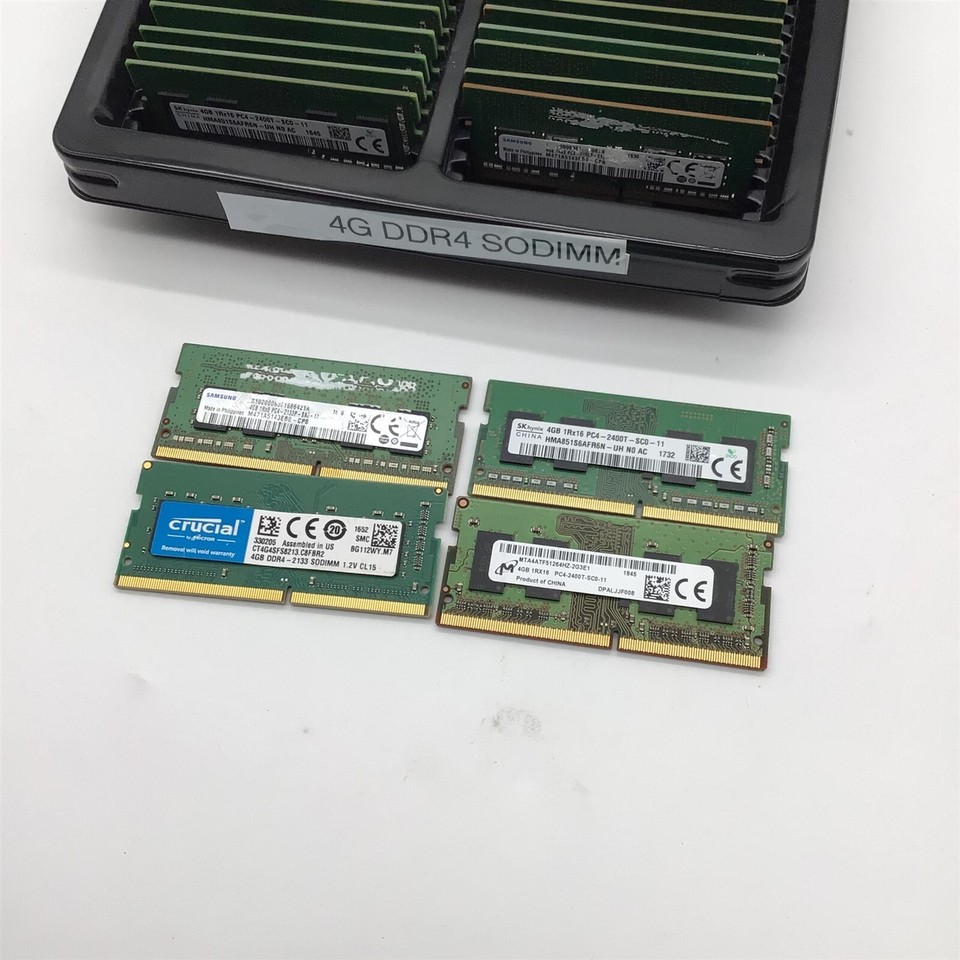 Lot of 100 Assorted DDR4 4G SODIMM RAM Memory Various Brands Speeds | eBay