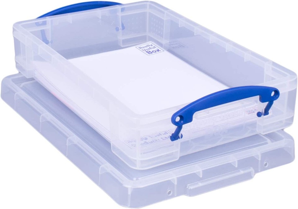 Really Useful Box 4 Litre Office Storage Box Clear Stackable Lid Lock ...