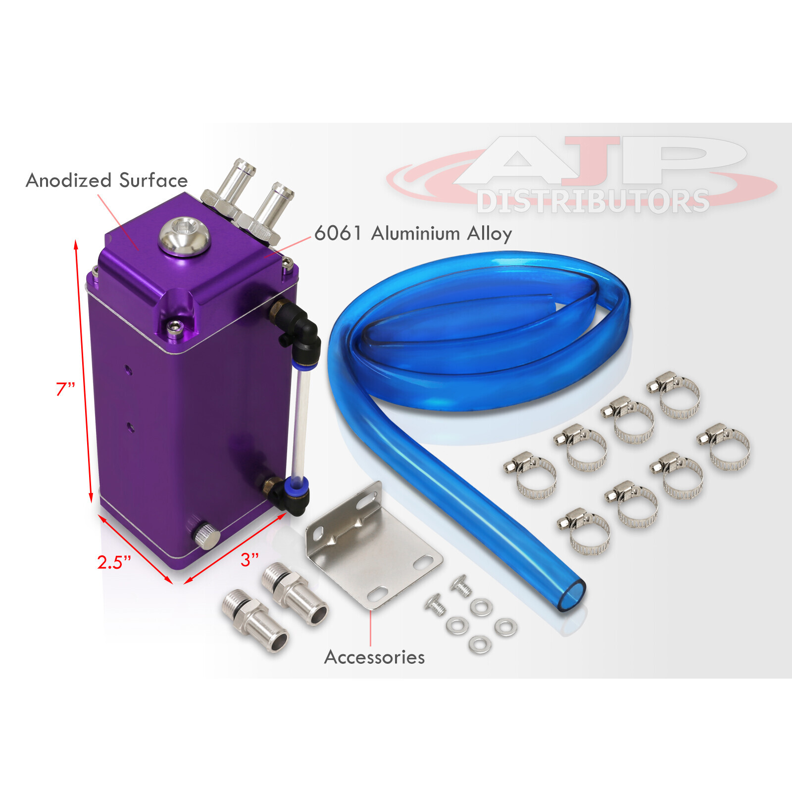 Purple 7" X 3" X 2.5" 8MM Inlet Square Oil Catch Can Tank Drain Plug ...