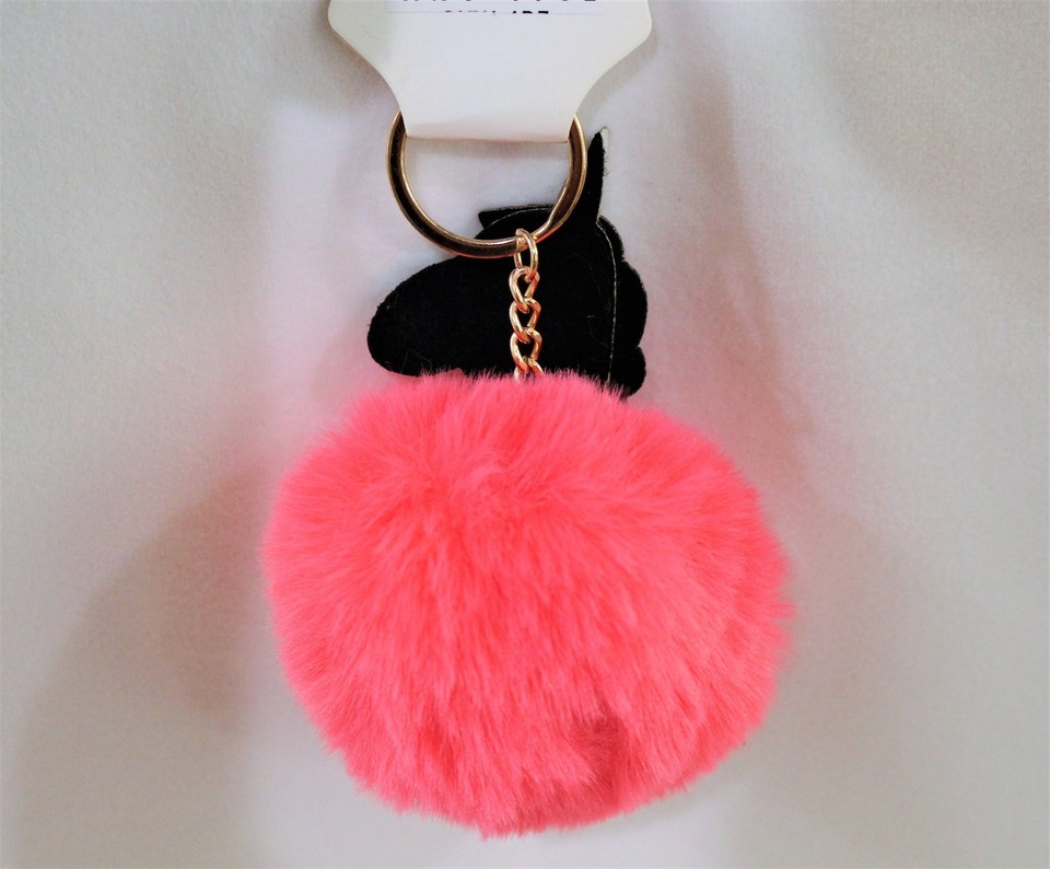 Furry Pompom Unicorn Key Chain Soft Faux Fur Ball Key Ring 4" X 2.5 ...