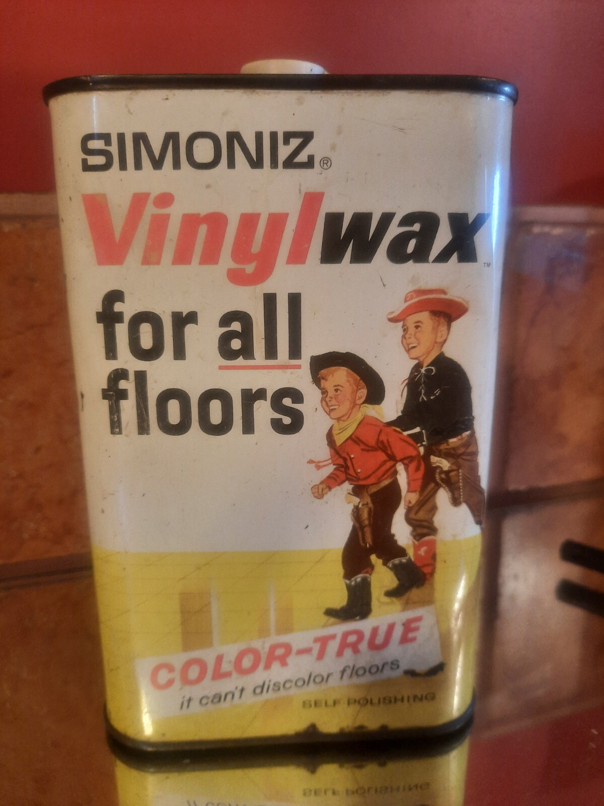Vintage 1960’s Simoniz Vinyl Wax Floor Kids Cowboy Western Tin | eBay UK