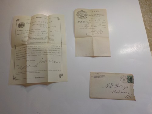 Antique Letter 1888 Grand Lodge Of Wisconsin Madison Paper Cover ...