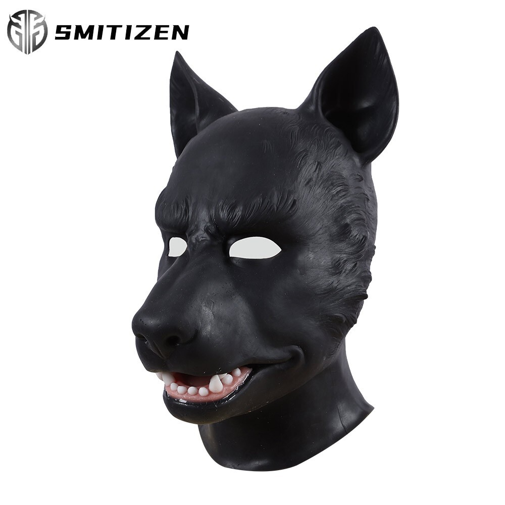 Smitizen Latex Dog Mask Full Head Silicone Hood Unisex Fetish Cosplay ...