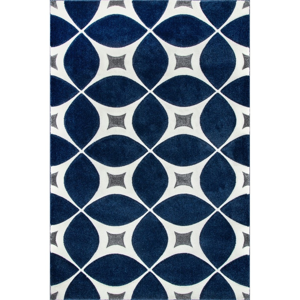 nuLOOM Hand Made Contemporary Geometric Trellis Area Rug in Navy Blue ...