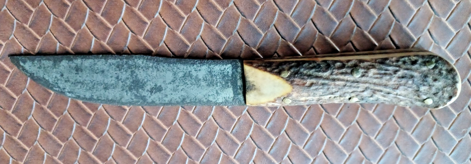 Antique 19thC Handmade Hunting Knife – Forged from File – Stag Handle ...
