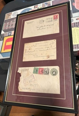 Antique Framed & Loose Envelopes w/ Stamps NC Postal History 1900s Lot ...