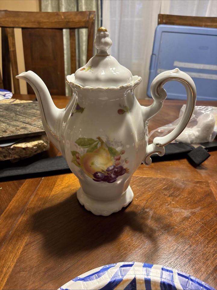 Vintage Johann Haviland Bavaria Germany Moss Rose Coffee Pot teapot ...