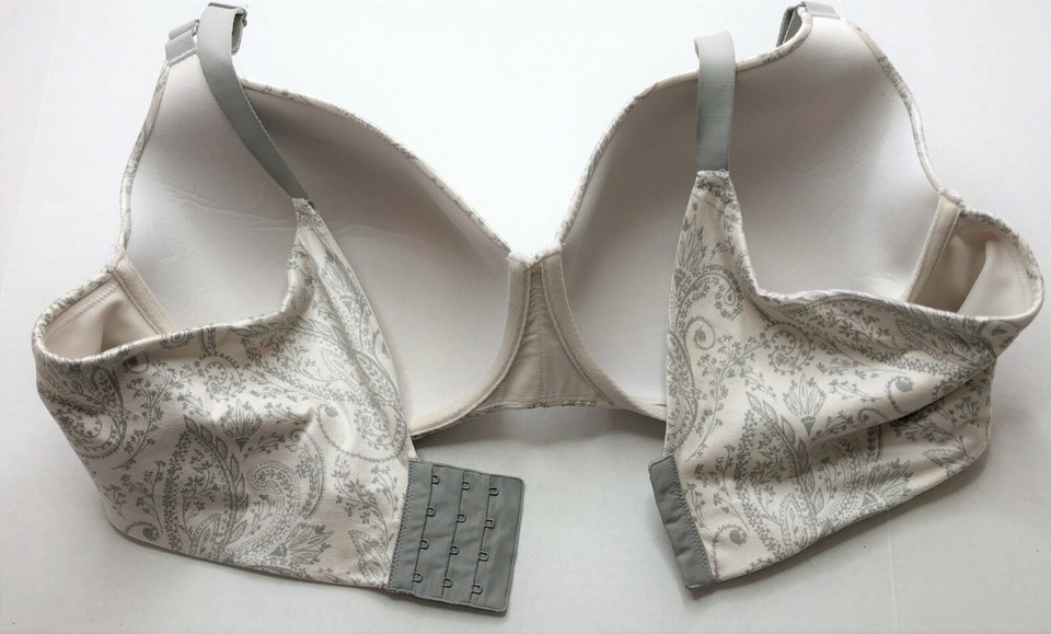 Cacique 46DD Lightly Lined Balconette Bra Underwired White w Gray ...