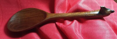 Wooden Spoon Ladle Spotted Bird Hand Carved Primitive Rustic Folk Art ...