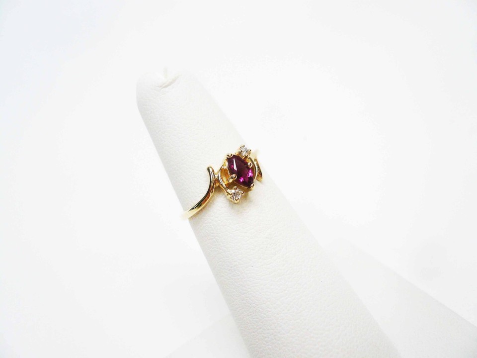 10K Yellow Gold Ruby Diamond Ring Size 5 | eBay