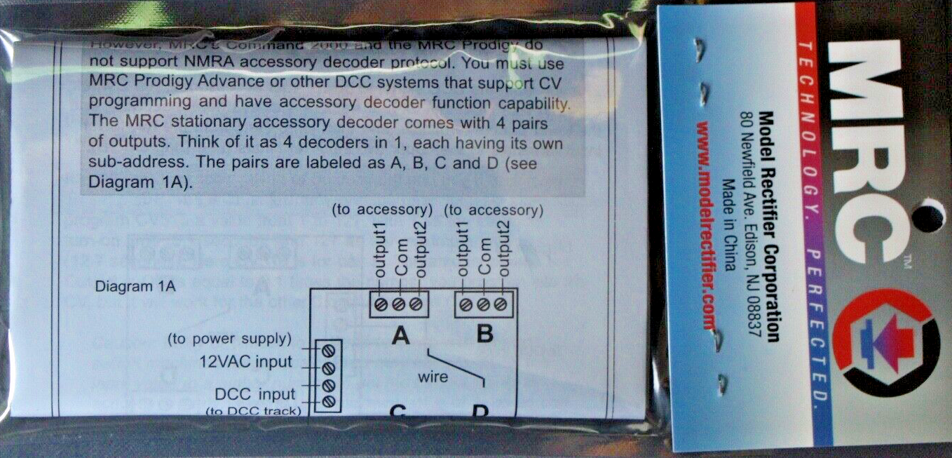 MRC #1628 Stationary Accessory Decoder, Total 3.0 Amps, DCC, 4 outputs ...