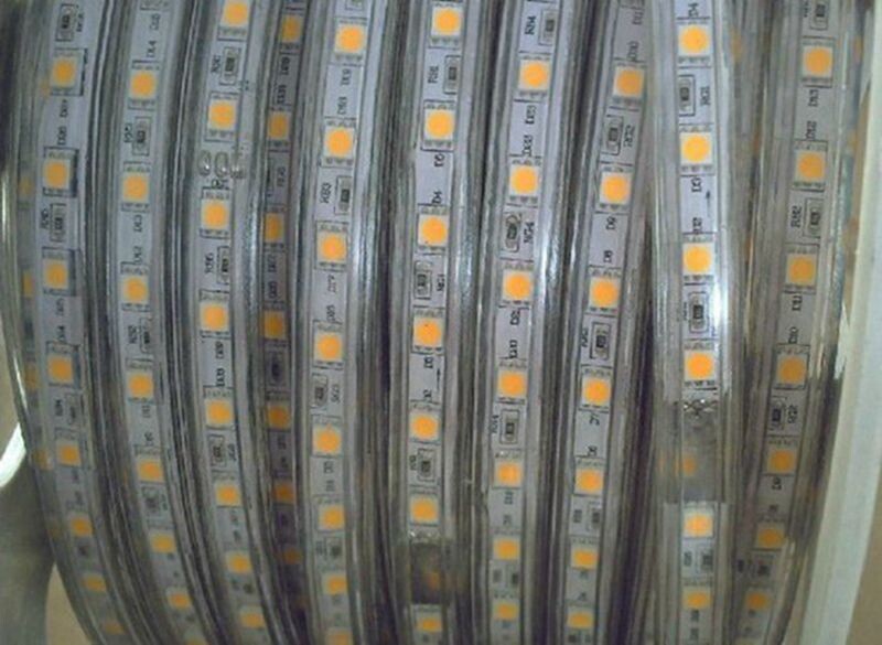 220V IP65 Waterproof Single Color 100m/roll 5050 LED Strip Light Home ...