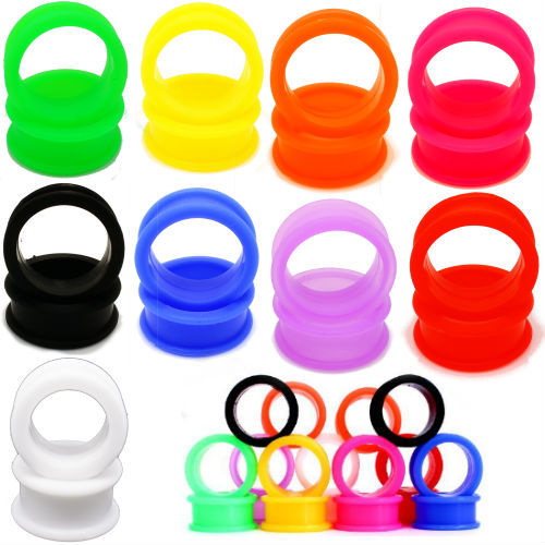 PAIR-LARGE FLARE SOFT Silicone Ear Skins-Ear Gauges-Soft Ear plugs-Ear ...