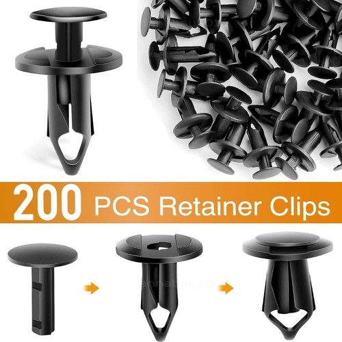 200PCS 8mm Bumper Retainer Clips Auto Car Plastic Push Rivets Fastener ...