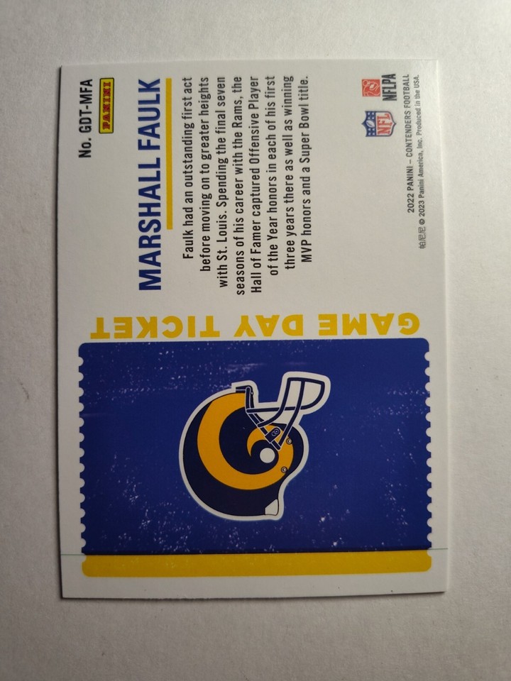 2022 Panini Contenders - Game Day Ticket #GDT-MFA Marshall Faulk | eBay