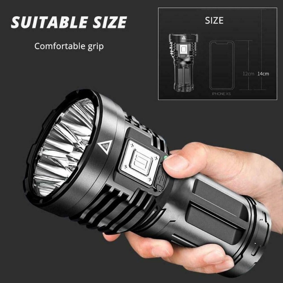 Super Bright 12000000LM Torch 8 LED Flashlight USB Rechargeable ...
