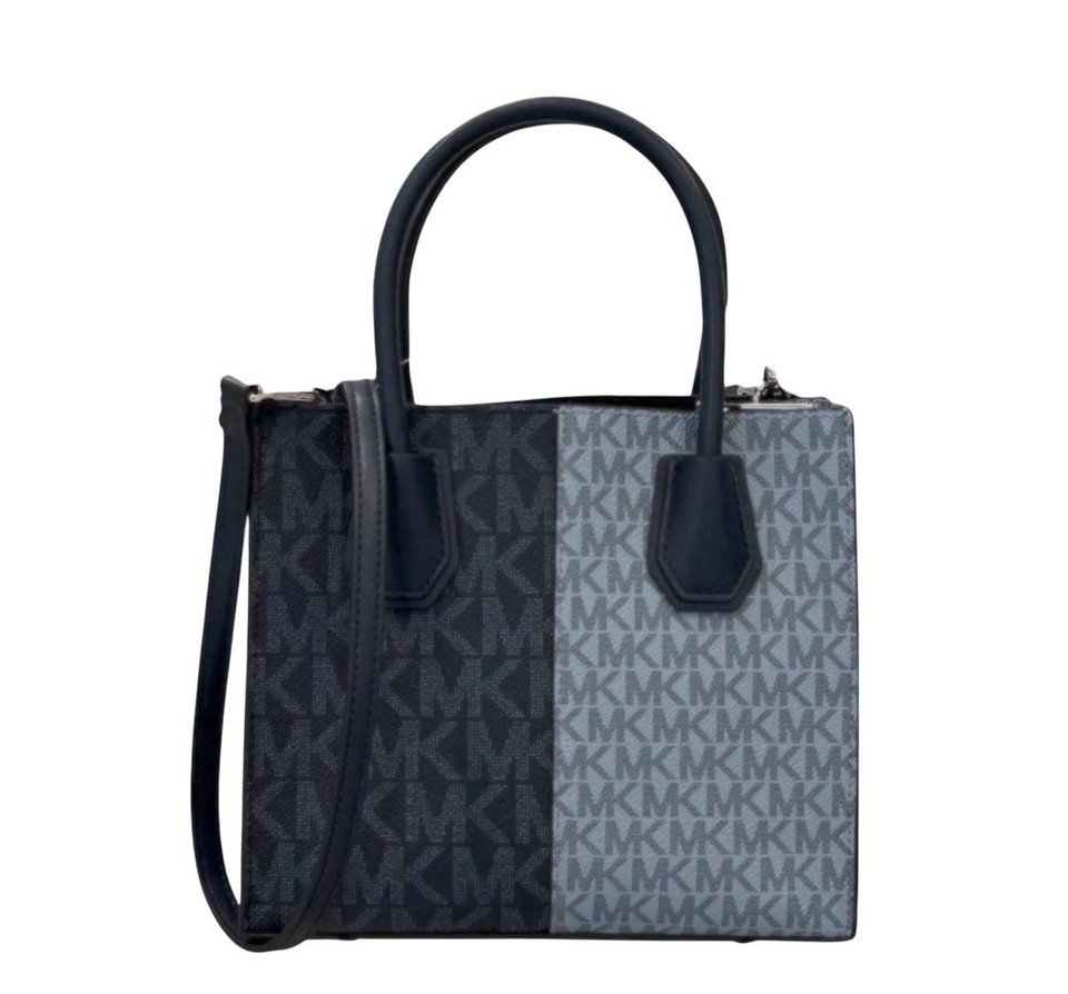 MICHAEL KORS MERCER MD SATCHEL SHOULDER MESSENGER BAG MK NAVY MULTI ...