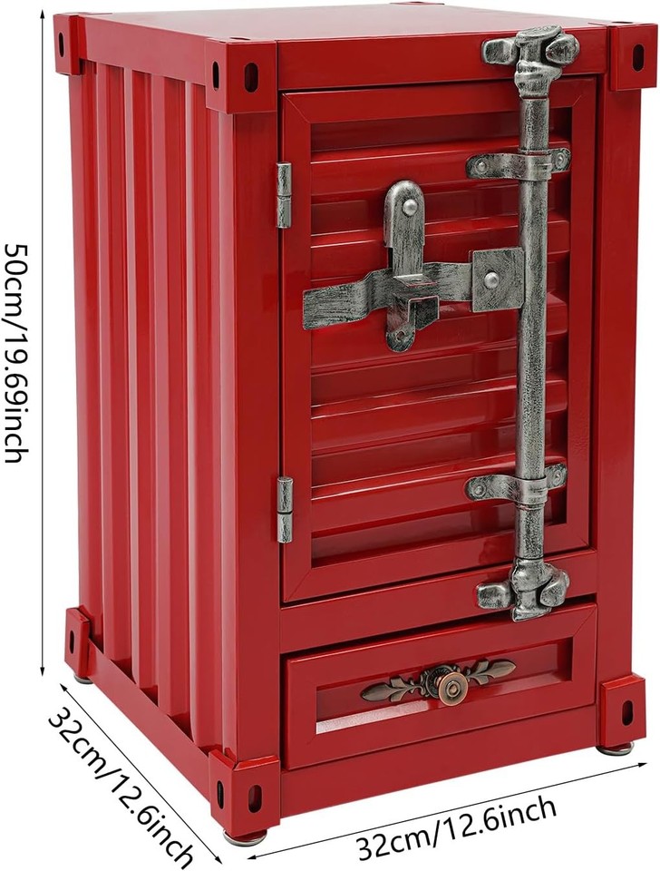 Industrial Wind Bedside Table w/ Combination Lock Container Style ...