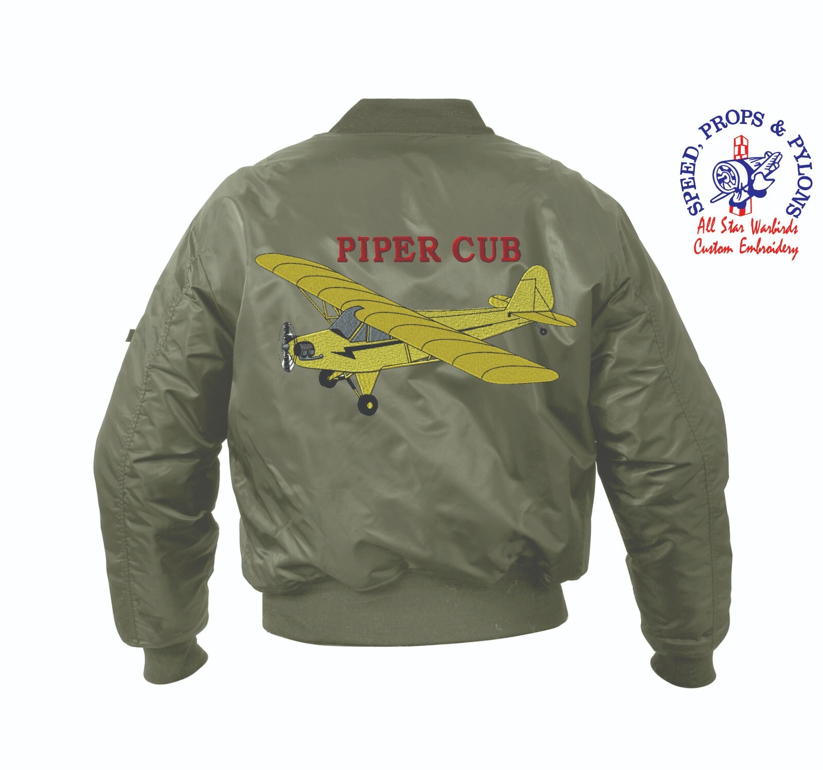 Piper Cub Antique Aircraft MA-1 Jacket full embroidered back and crest ...