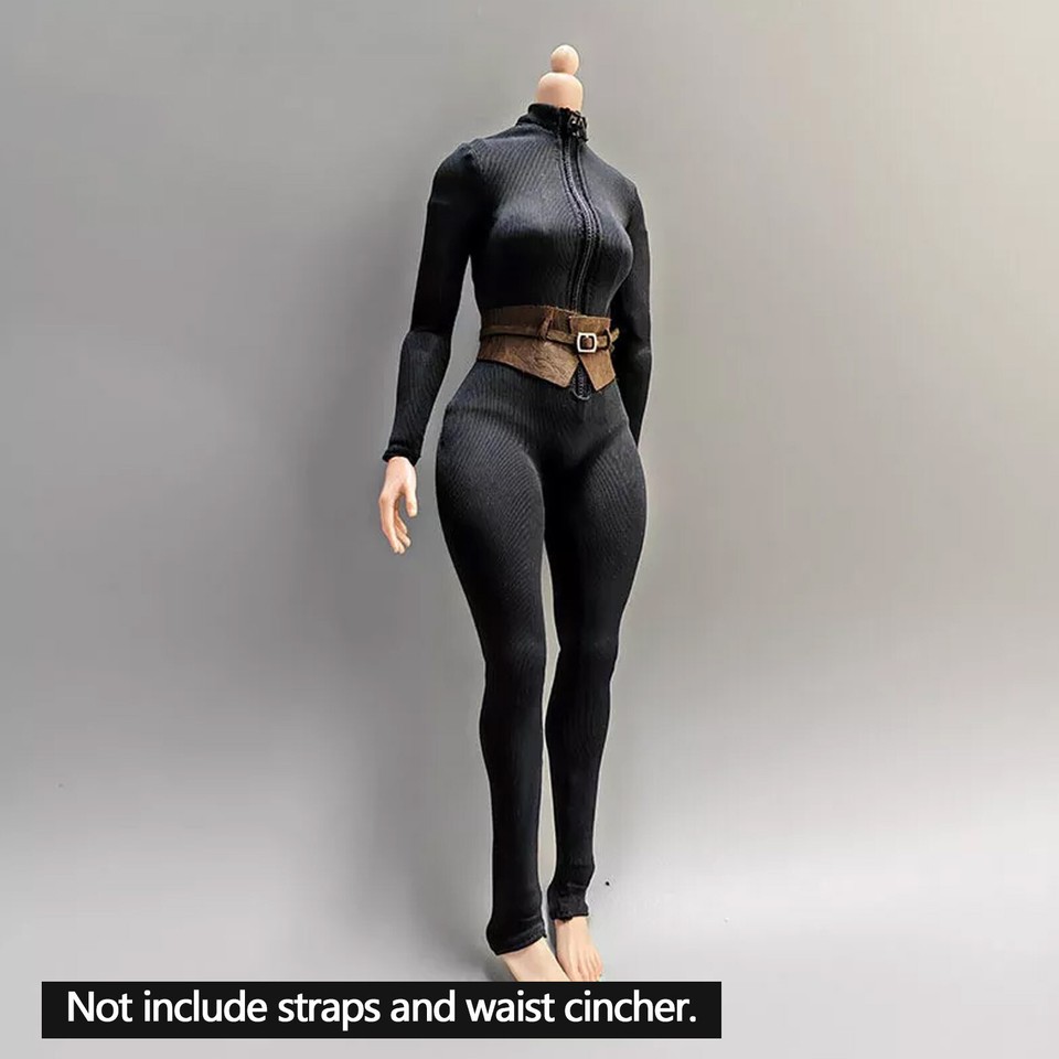1/6 Female Black Bodysuit Dress Clothes For 12" PH TBL Action Figure ...