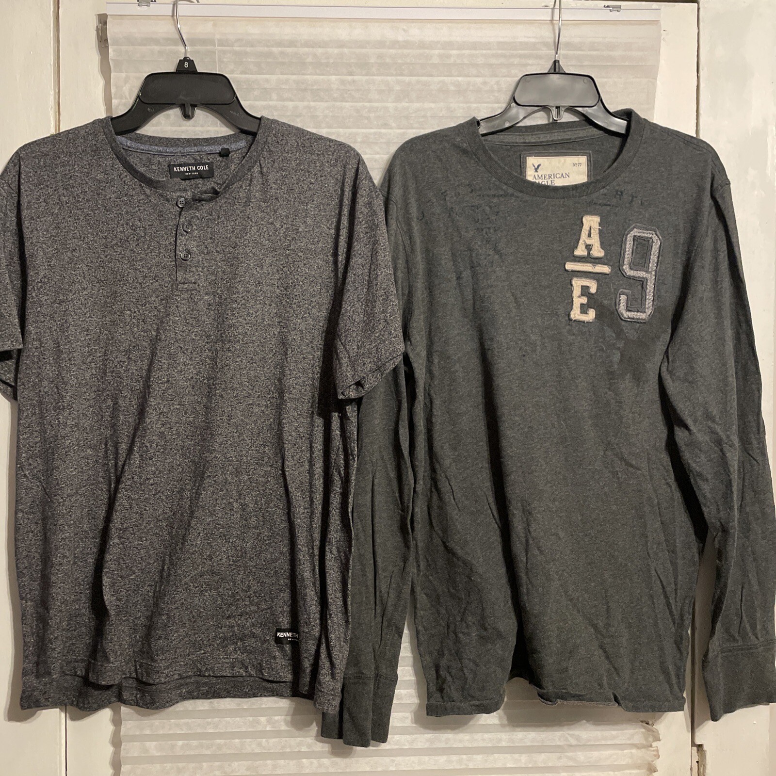 2 Shirts 1 Kenneth Cole Tshirt W Buttons & 1 Long Sleeve American Eagle ...
