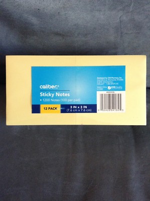 CVS CALIBER BRAND 12 PACK (1200 NOTES) 3" x 3" STICKY NOTES YELLOW ...