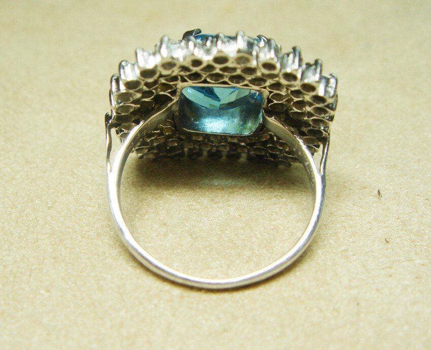 1.68ct Natural Round Diamond Blue Topaz 14K White Gold Wedding Cocktail ...