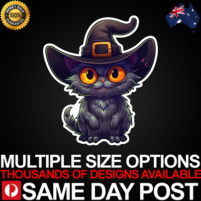 CUTE WITCHY CAT 5 Vinyl Car Sticker Decal Cheap Laptop Animal Pet Magic ...
