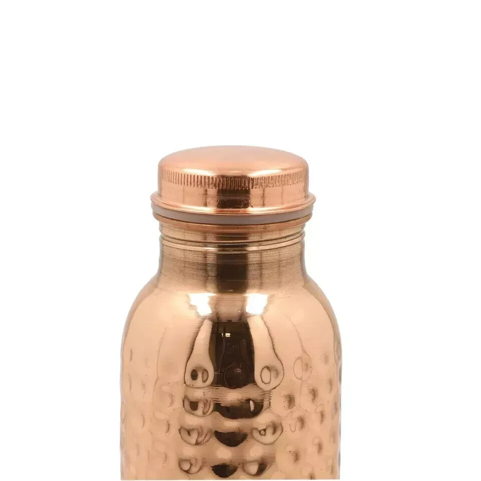 Copper Water Bottle Hammered Water Vacuum Flask Health Benefits 1 litre ...
