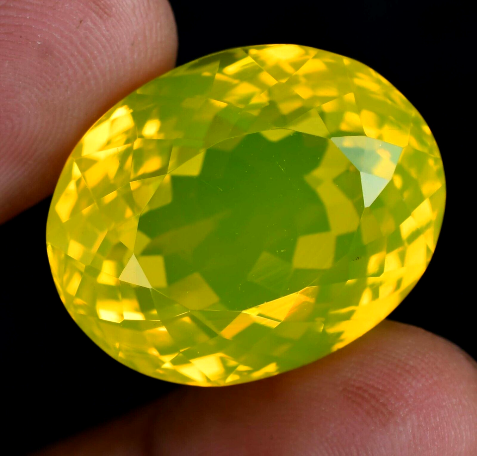 59.85 Ct Natural NEON Yellow Opal Certified Flawless Unheated Oval Cut ...