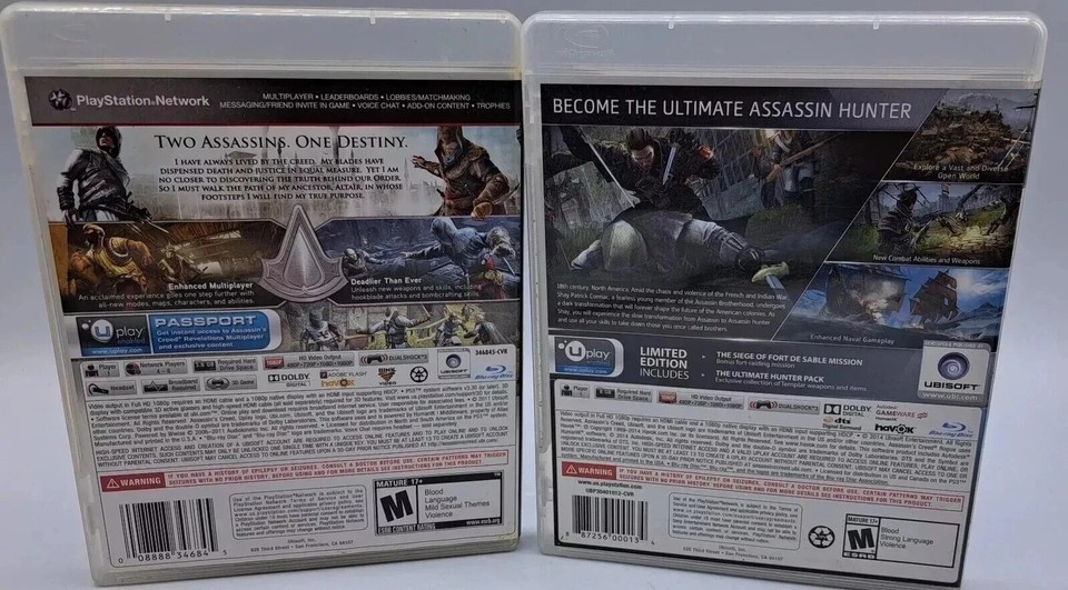 Assassins Creed Lot PlayStation 3 PS3 Revelations And Creed Rogue ...