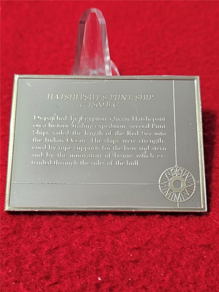 SHIPS' AHOY HATSHEPSUT'S Punt Ship 3.125 Troy Oz Sterling Silver Proof ...