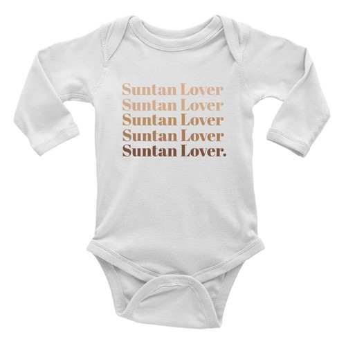 Suntan Lover Baby Grow Vest Bodysuit Summer Holiday Vacation Tan Boys Girls L/S | eBay UK