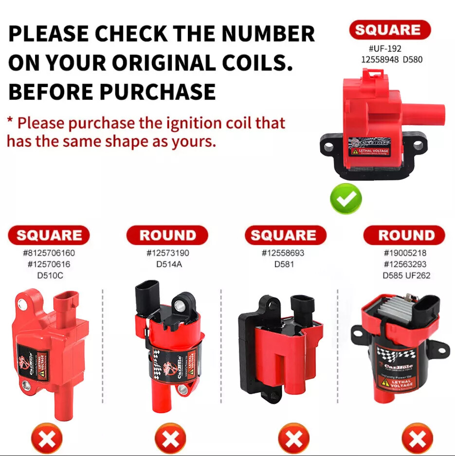 7MM WIRES RED& 8 PACK HIGH PERFORMANCE IGNITION COIL PACKS FITS FOR LS1 ...