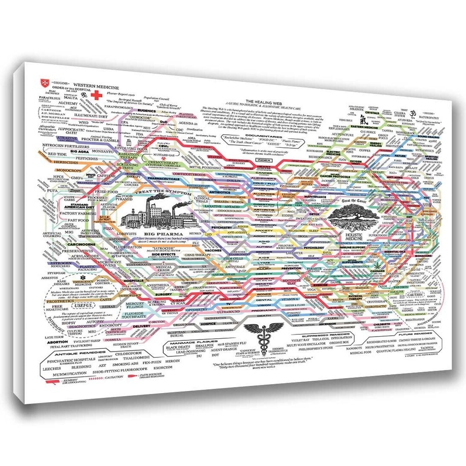 The Healing Web Map Poster Spirit Natural Remedies Chart Wall Art Home ...