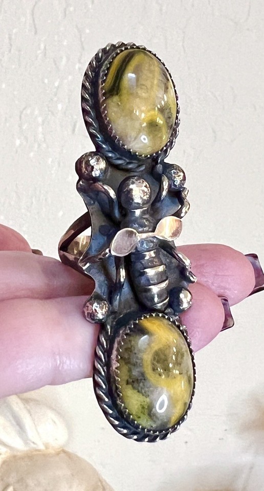 WONDERFUL Native American, Navajo HUGE Sterling Silver Bumblebee Jasper ...