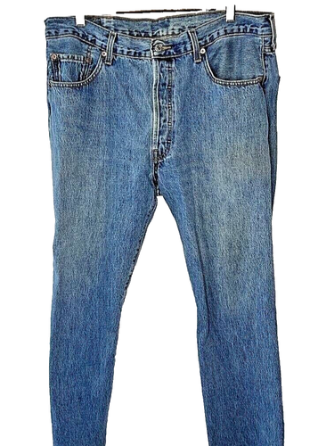 Levi's 501 Jeans Classic Straight Blue Button Fly Pockets Denim Mens 38 ...