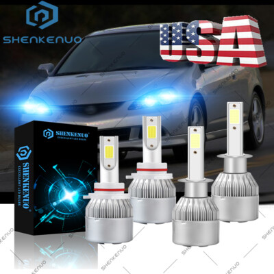 LED Headlight Kit 9005 H1 8000K Bulbs High Low Beam 4pc for Acura RSX ...