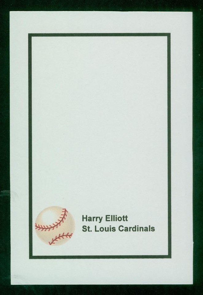#1273, 4" x 6" Photo Card, Signed-Autographed, Harry Elliott, Cardinals ...
