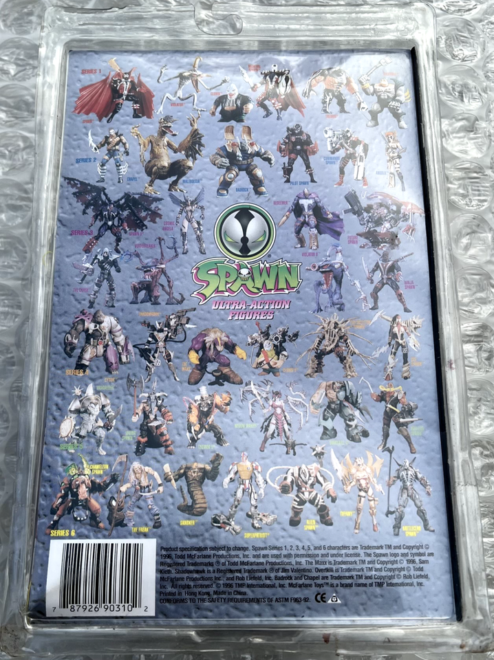 1994 SPAWN WORM HEAD BLUE SUIT VARIANT FLYING CAPE WITH FULL SIZE COMIC ...